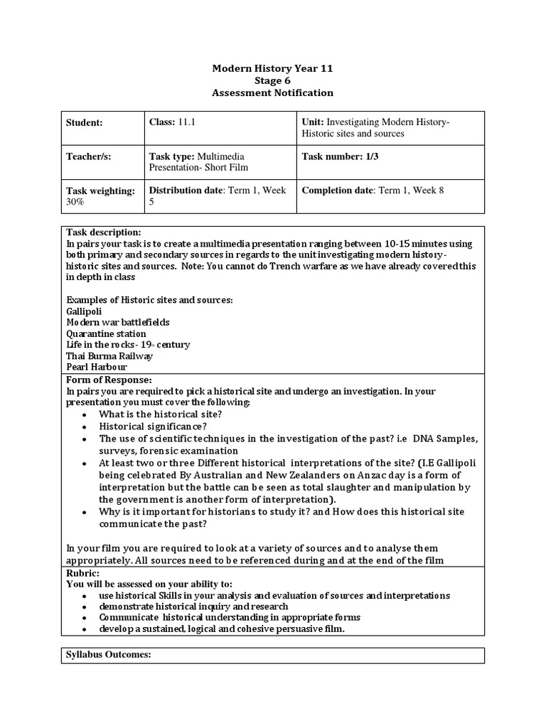 Modern History Year 11 | PDF | Knowledge | Concept