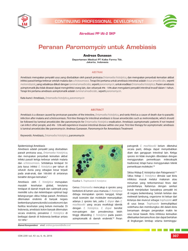 Peran Paromomycin dalam Amebiasis | PDF | Sains & Matematika