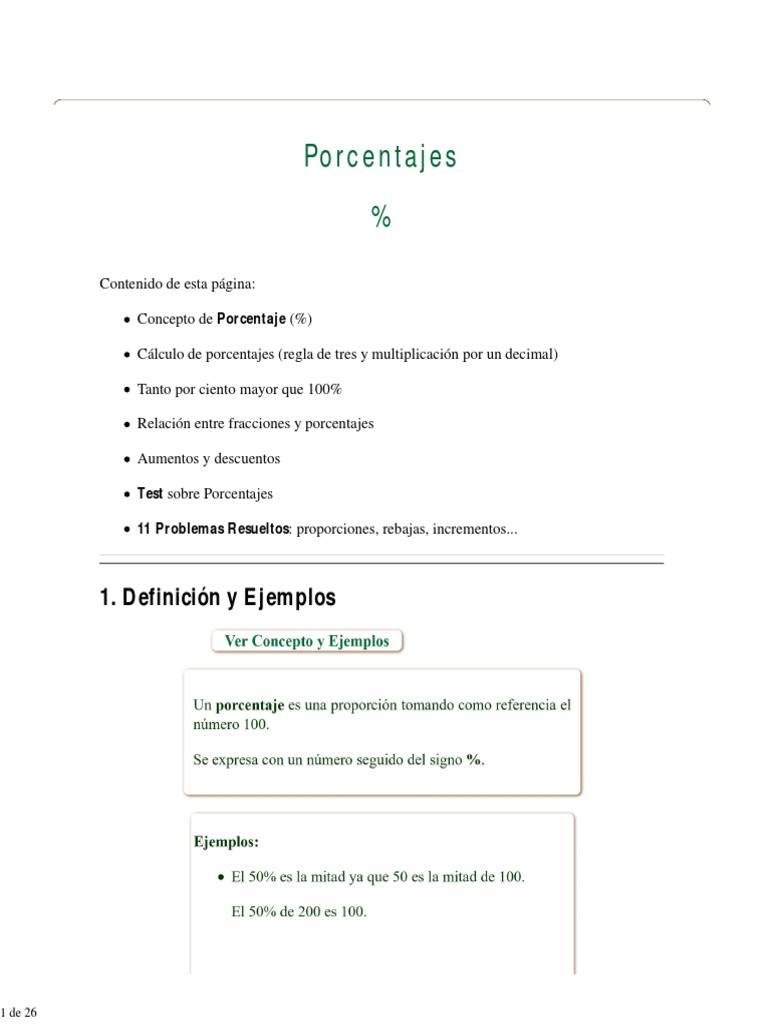 Definicion de Porcentaje | PDF | Porcentaje | Fracción (Matemáticas)