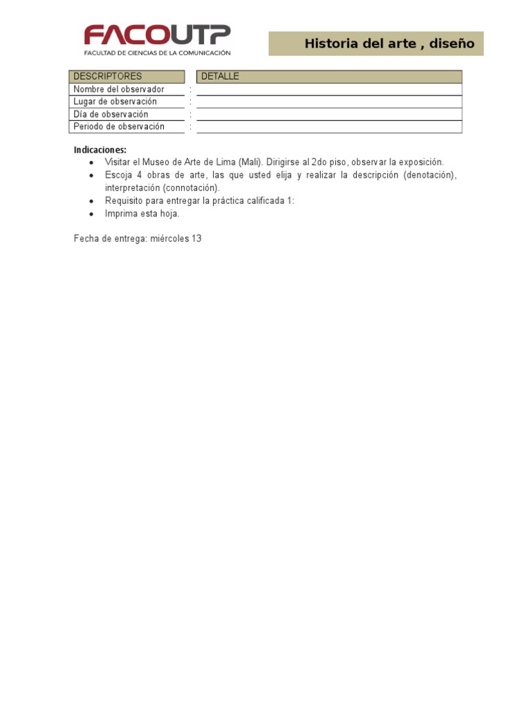 Ficha de Observación para Museo de Arte | PDF
