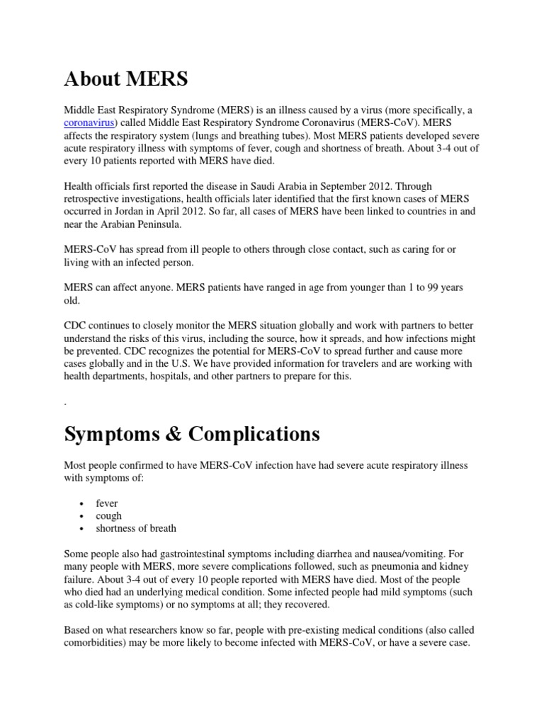 About Mers | PDF | Infection Control | Personal Protective Equipment