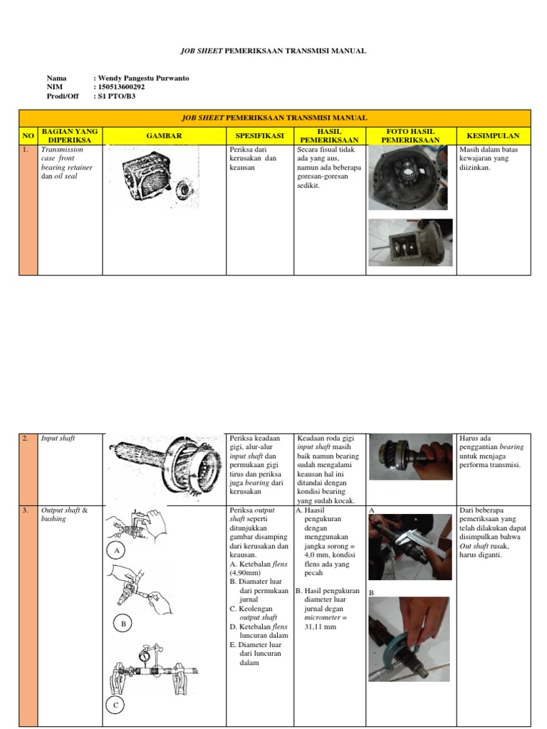 Jobsheet Transmisi Manual | PDF