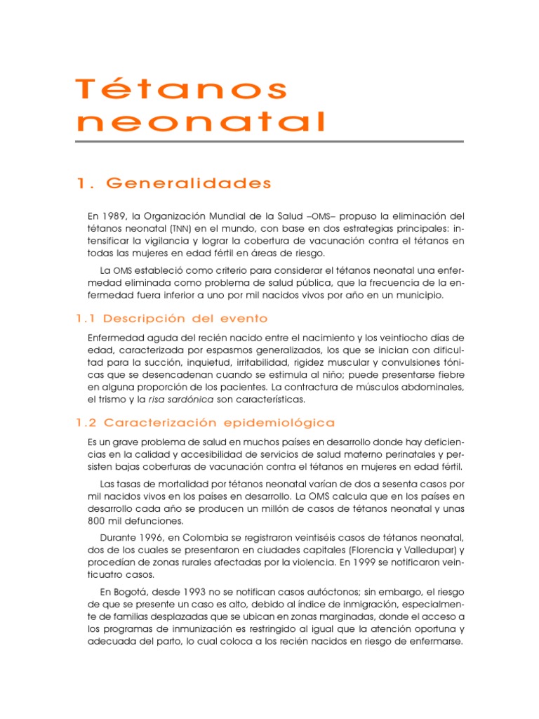 Tétanos Neonatal: Prevención y Tratamiento | PDF | Especialidades ...