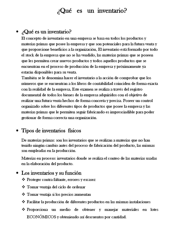 Qué Es Un Inventario | PDF | Inventario | Contabilidad