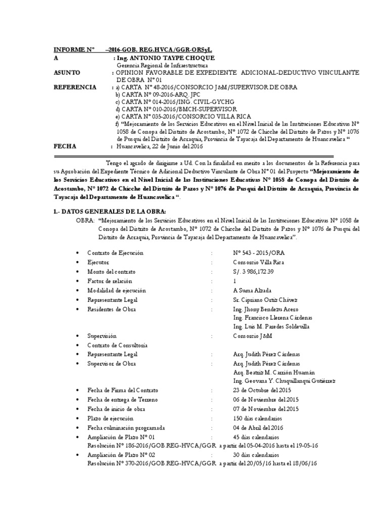 318030424-Informe-de-Adicional-y-Deductivo-Vinculante-de-Obra-n-01-Conopa.docx | Tanques ...