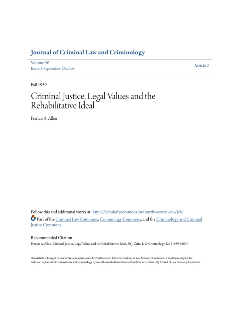 Criminal Justice Legal Values and The Rehabilitative Ideal | PDF ...