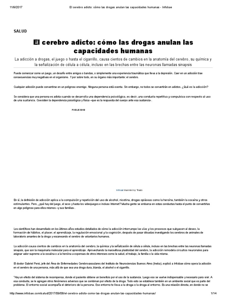 El Cerebro Adicto Cómo Las Drogas Anulan Las Capacidades Humanas