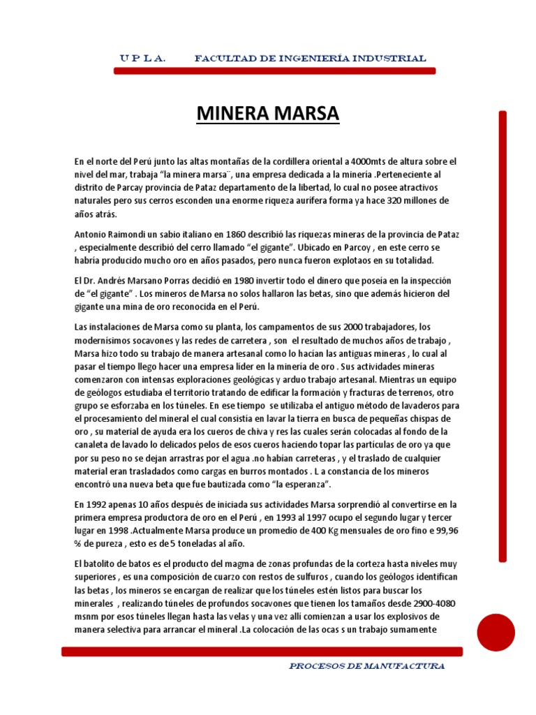 Minera Marsa | PDF | Acero | Minería