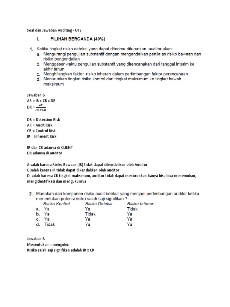 Soal Dan Jawaban Auditing - UTS | PDF