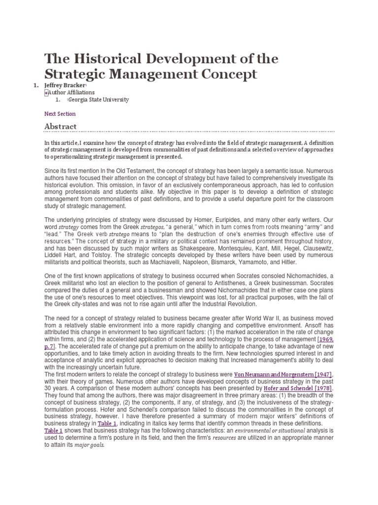 The Historical Development of The Strategic Management Concept | PDF ...