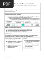 Information Report Unit Plan | PDF | Classroom | Educational Assessment
