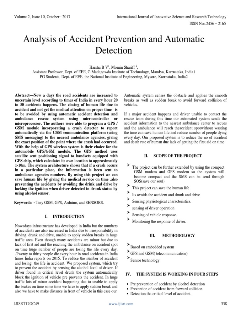 Analysis of Accident Prevention and Automatic Detection | PDF | Traffic ...