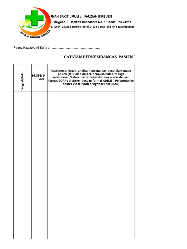 RM 017. Formulir Rawat Inap..Cppt | PDF