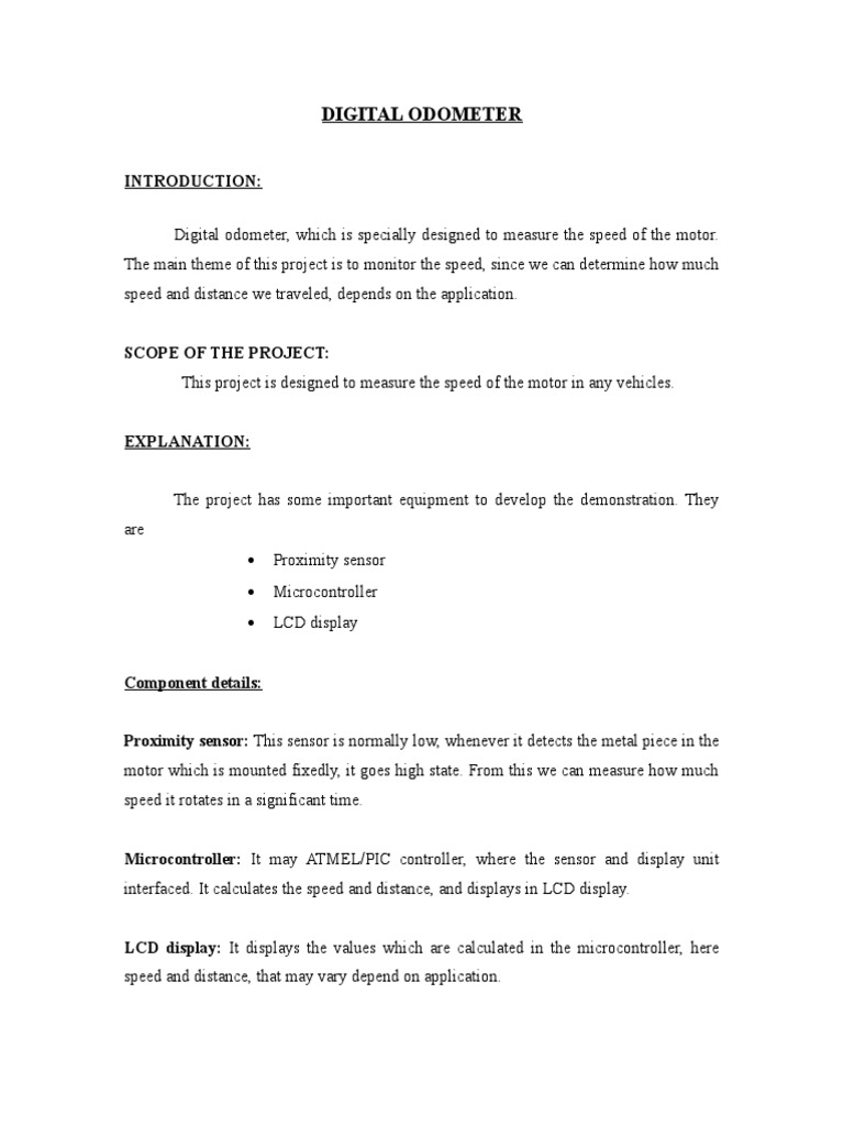 Digital Odometer | PDF | Microcontroller | Speed