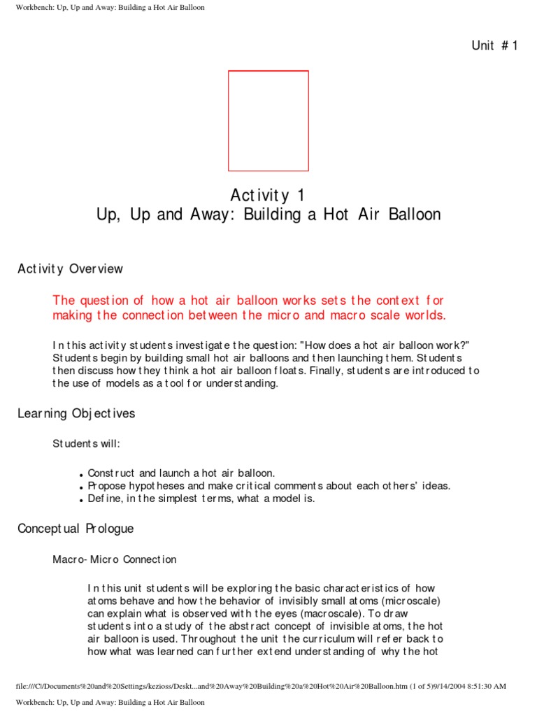 Building Hot Air Balloon | PDF | Matter | Gases