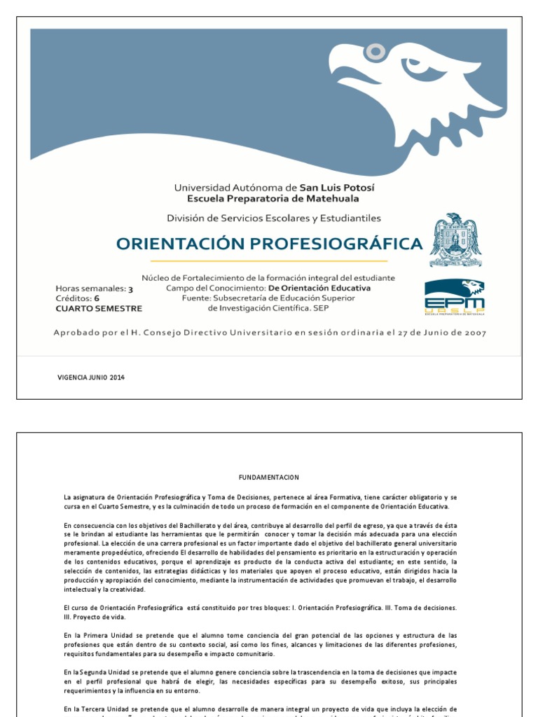 Orientación Profesiográfica y Decisiones | PDF | Educación Secundaria ...