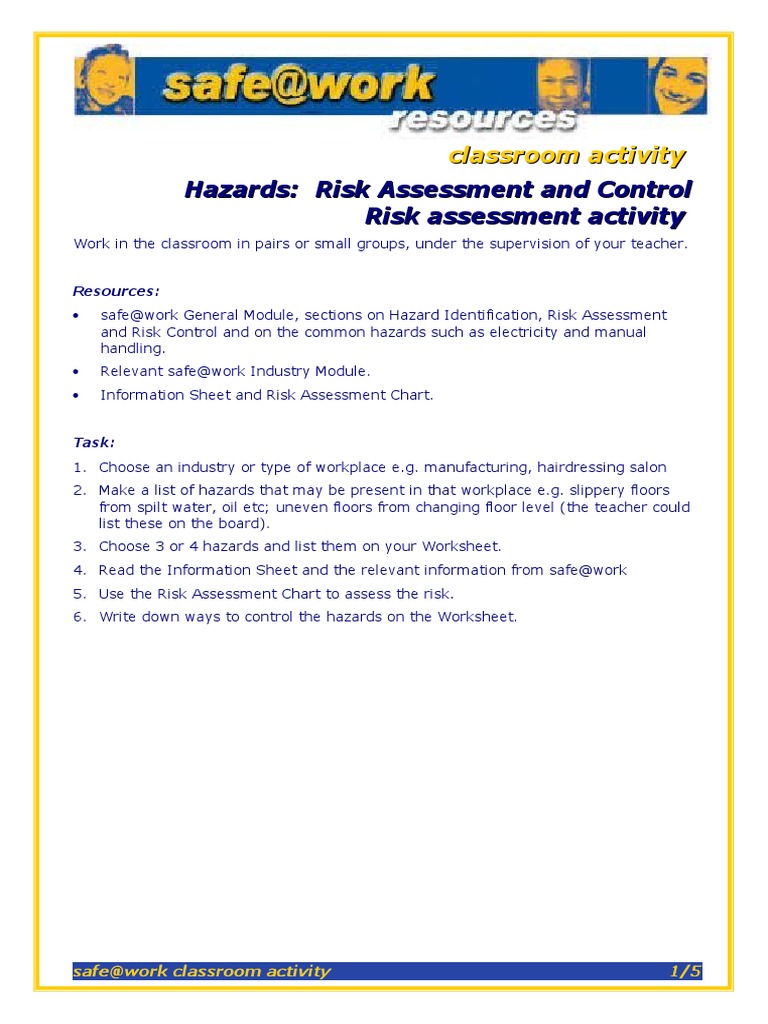 Risk Assessment Activity | PDF | Hazards | Risk