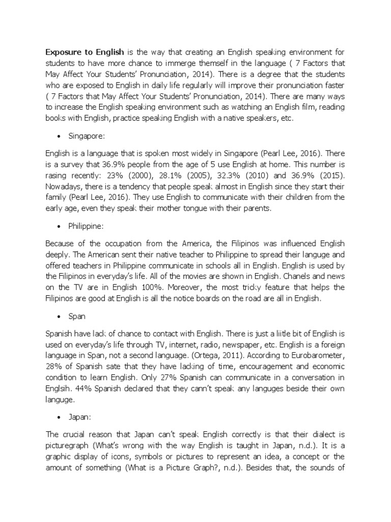 Exposure To English Is The Way That Creating An English Speaking ...