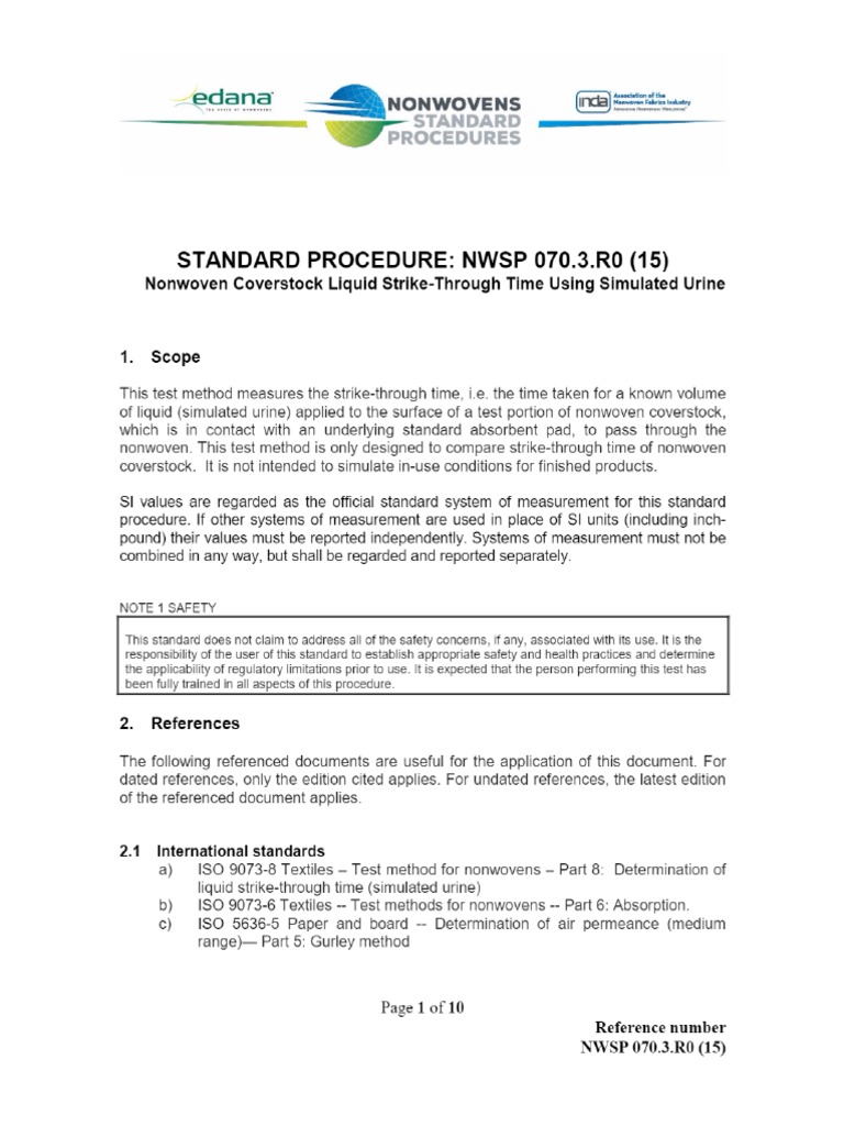 Standard Procedure - NWSP 070.3 | PDF