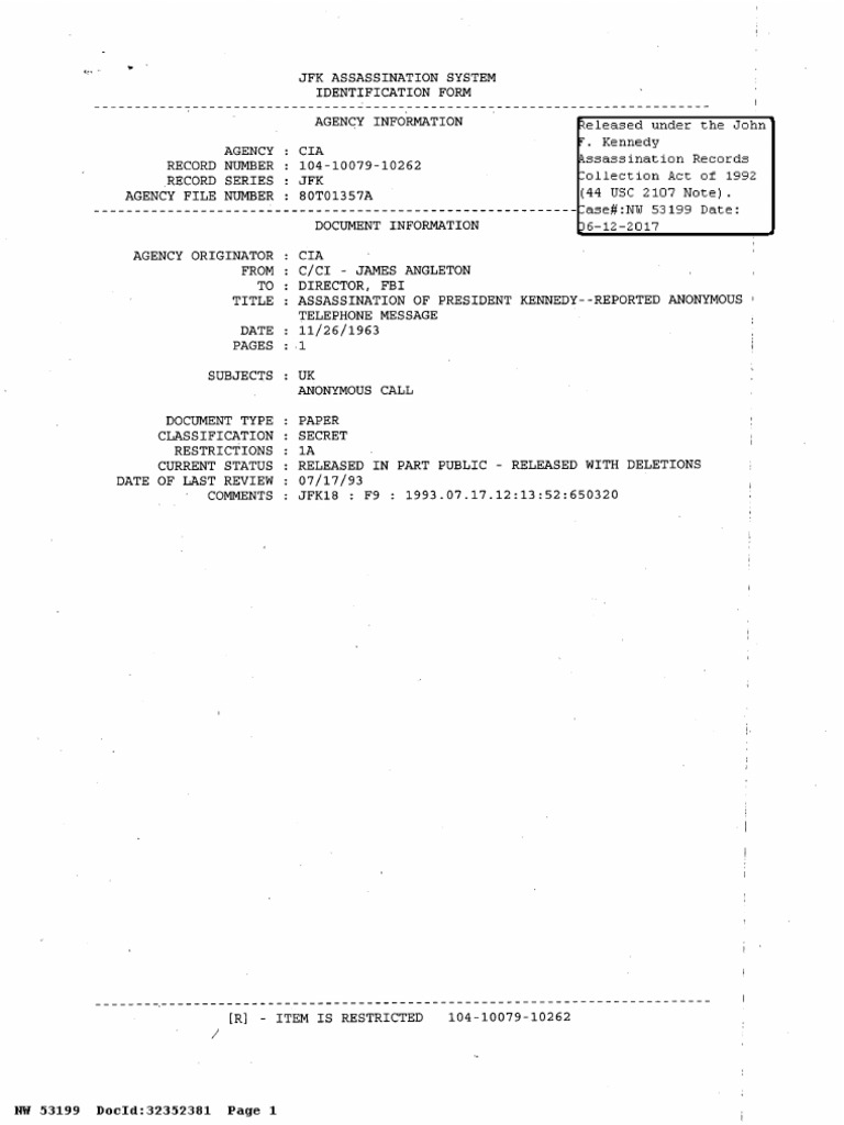 JFK Assassination System Identification Form | PDF | United States ...