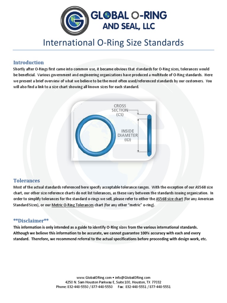O-Ring Size Standards Guide | PDF | Metalworking | Evaluation