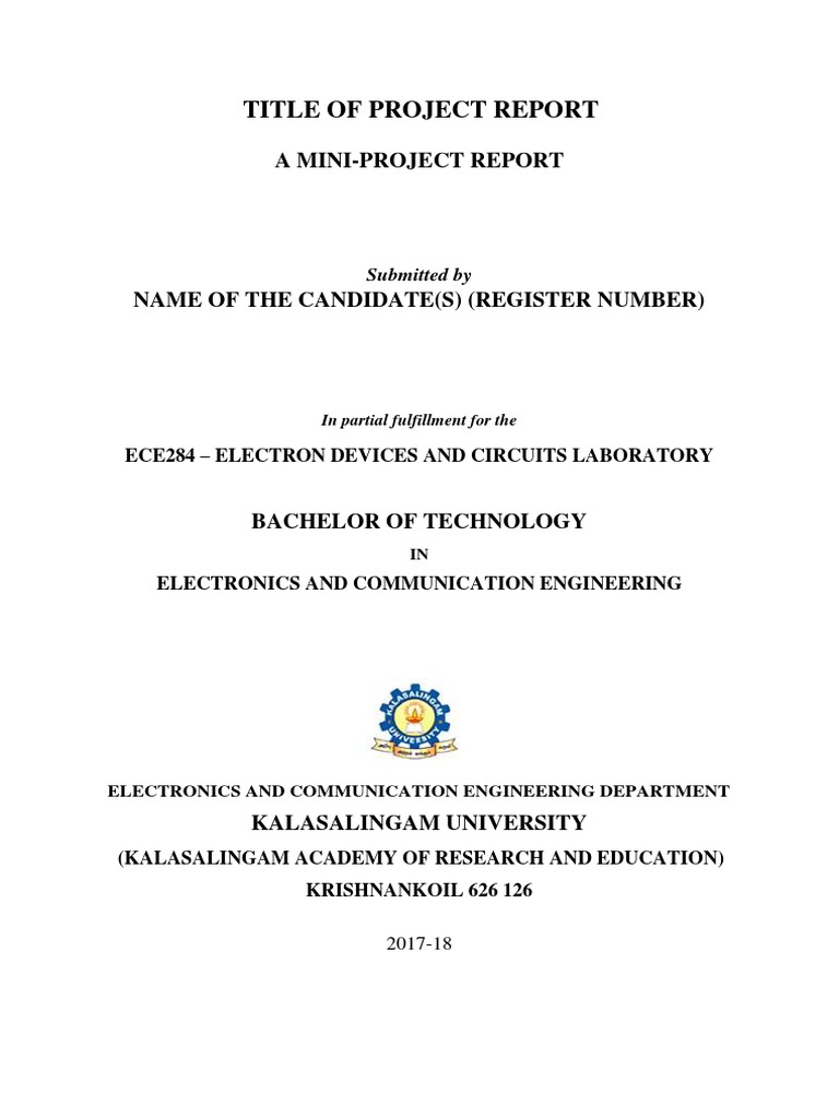 Mini Project Report Format | PDF | Times New Roman | Computing