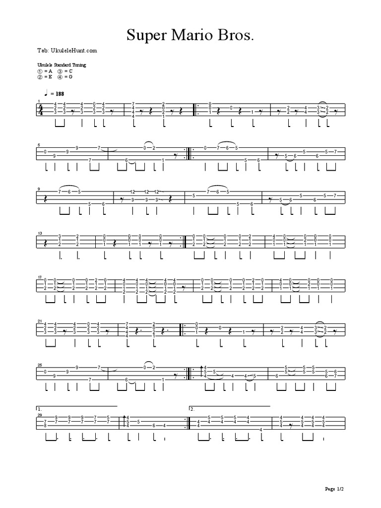 Super Mario Bros Ukulele Sheet Music | PDF