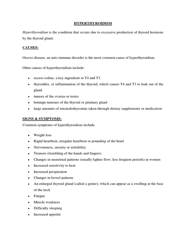 Understanding Hyperthyroidism Causes & Symptoms | PDF | Wellness