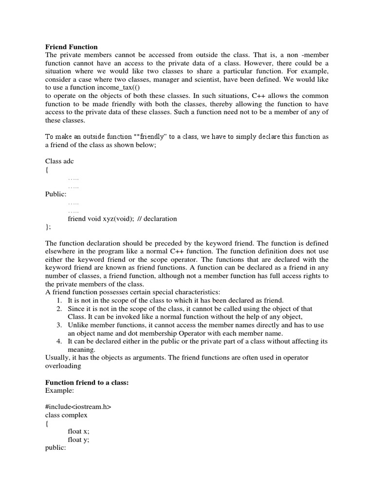 Friend Function | PDF | Method (Computer Programming) | Scope (Computer Science)