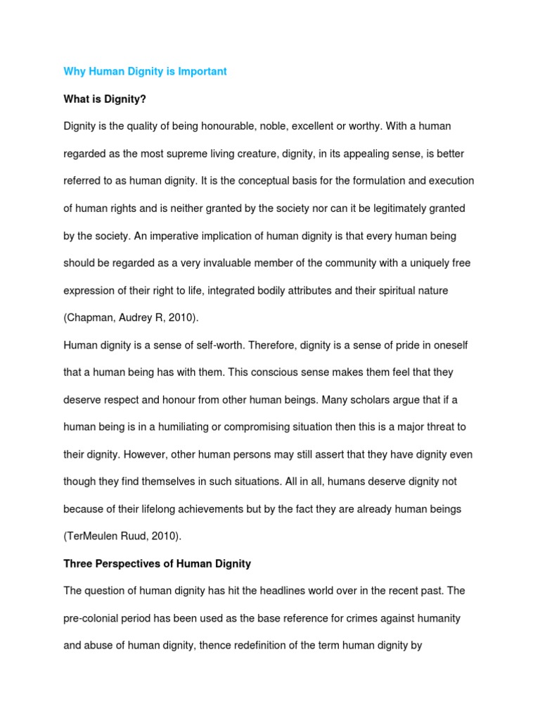 Why Human Dignity Is Important | PDF | Dignity | Natural And Legal Rights