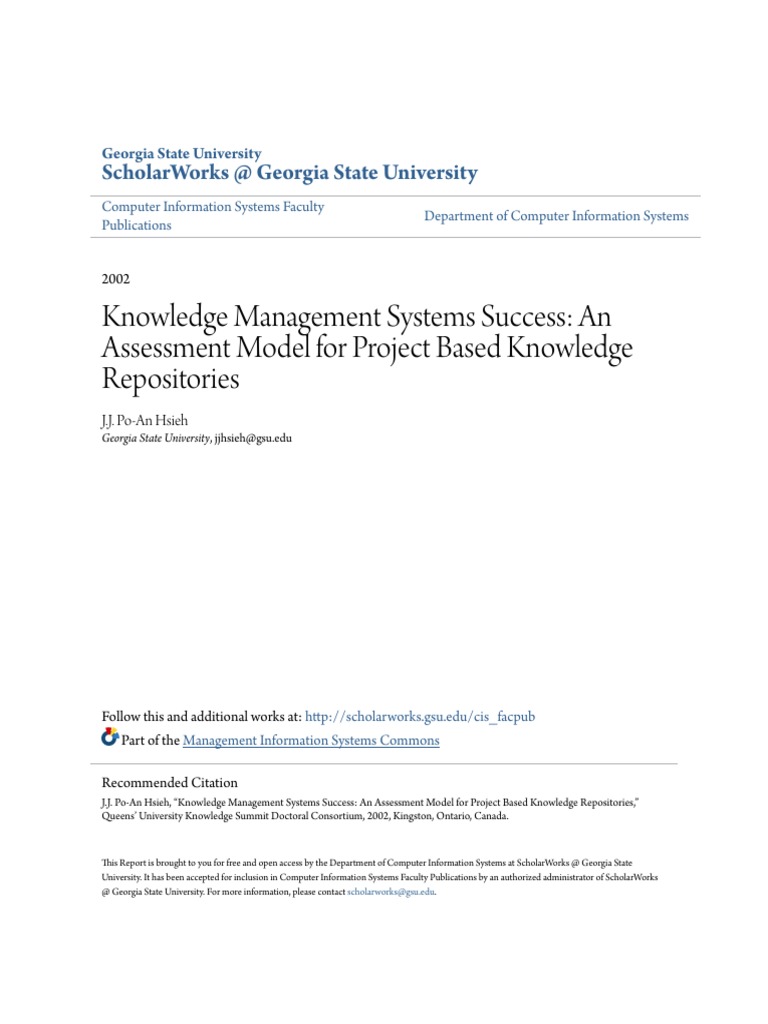 Knowledge Management Systems Success - An Assessment Model For Pro | Download Free PDF ...