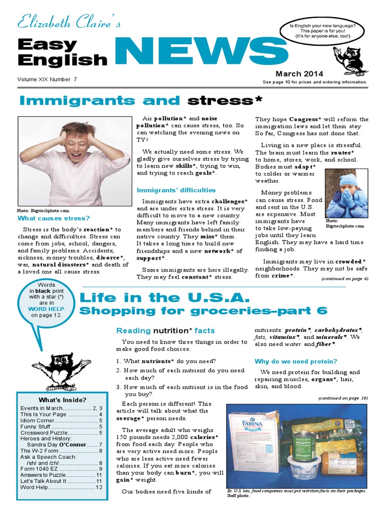Easy English News 2014 March | PDF | Lent | Foods