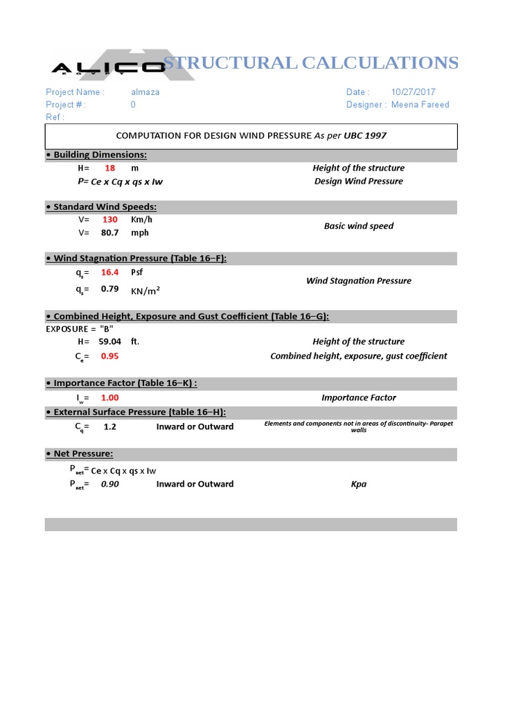 Wind Calculations UBC and ECP | PDF | Wind Speed | Pressure