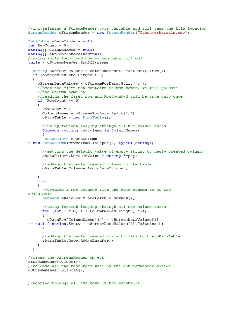 Datatable C# | Download Free PDF | String (Computer Science) | C Sharp ...