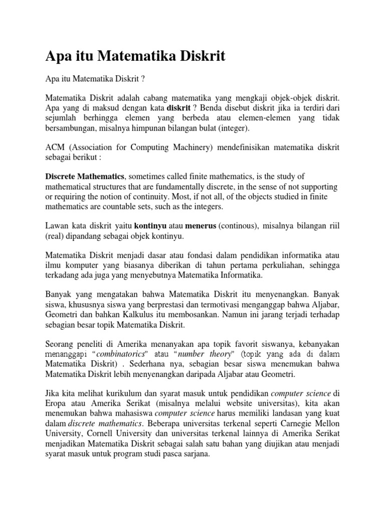 Apa Itu Matematika Diskrit | PDF