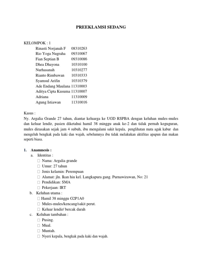 Contoh Penulisan Status Pasien Obstetri | PDF