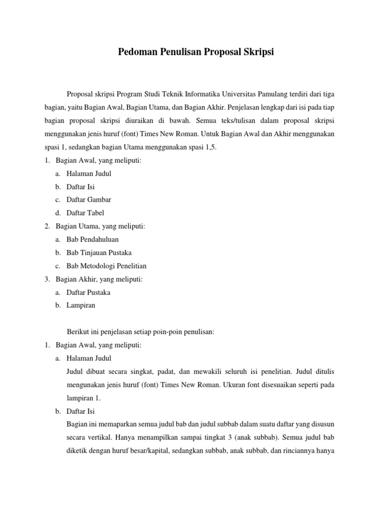 Pedoman Penulisan Proposal Skripsi | PDF