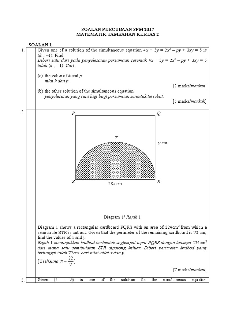 Addmath Johor K2 (Soalan) | PDF