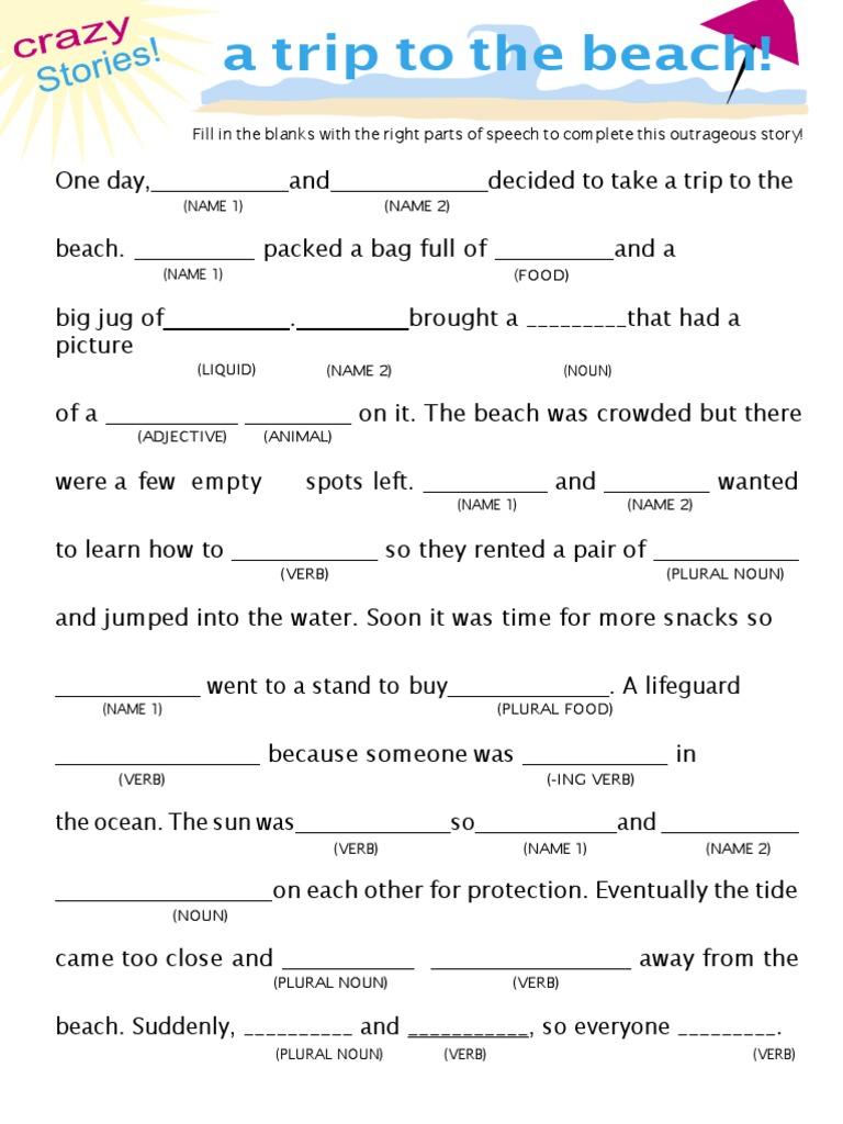 Fill in The Blanks Story | PDF