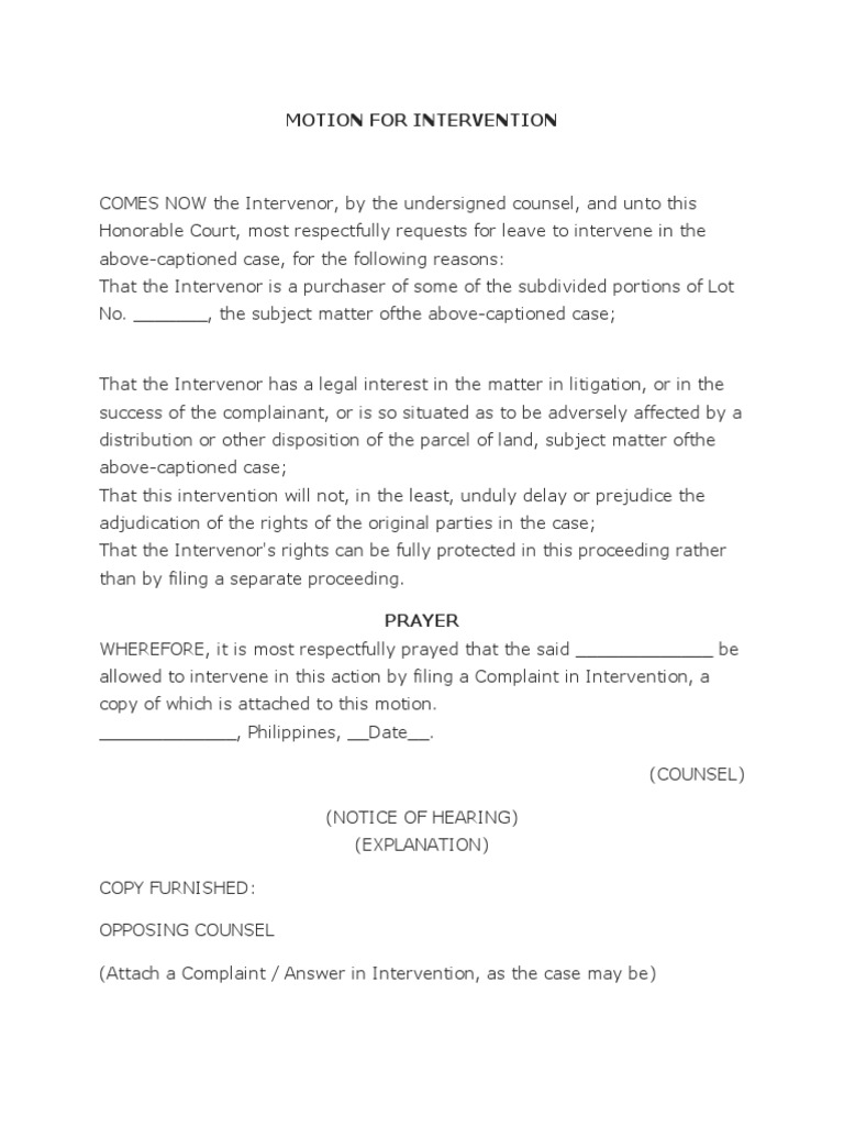 Motion For Intervention | PDF