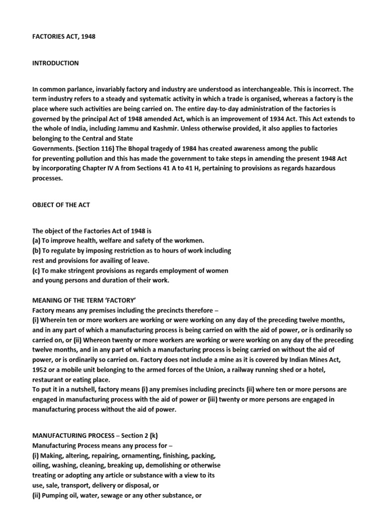 Indian Factory Act 1948 Pdf
