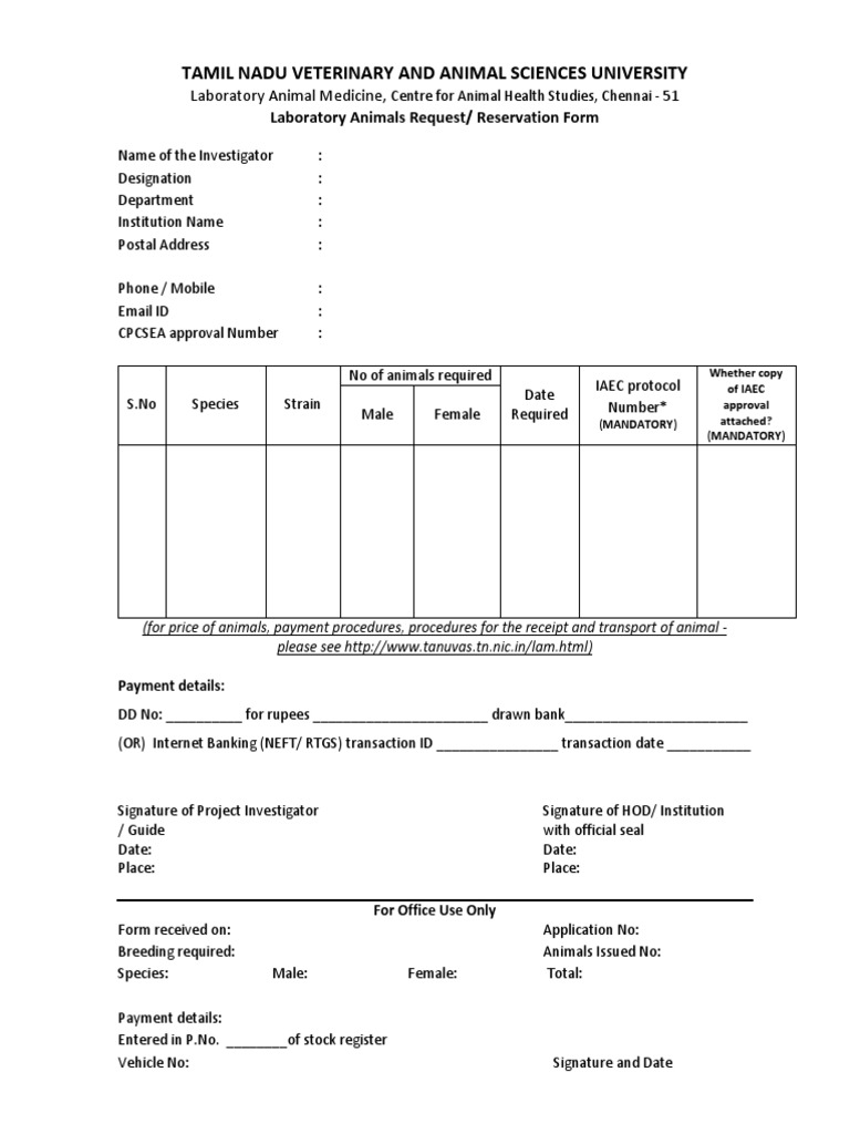 Animal Requisiton Form | PDF