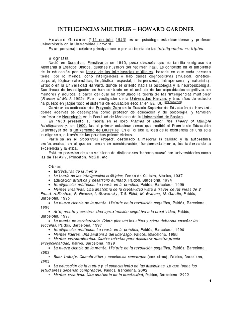 1995 Inteligencias Multiples La Teoria en La Practica Barcelona 1 PDF | PDF | Neurociencia ...