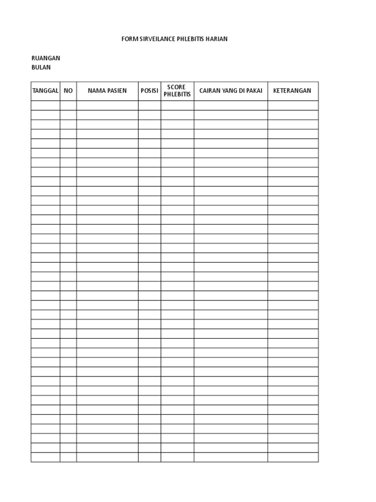 Form Phlebitis | PDF