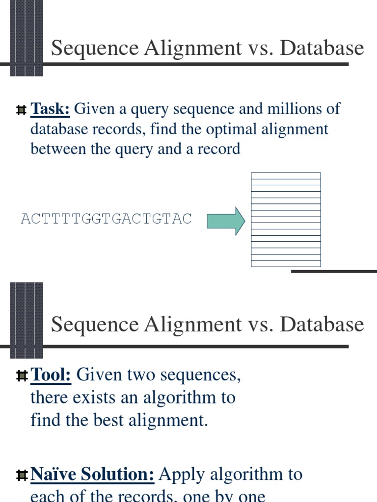 Sequence Alignment vs. Database: Task: Given A Query Sequence and Millions of | PDF | Sequence ...