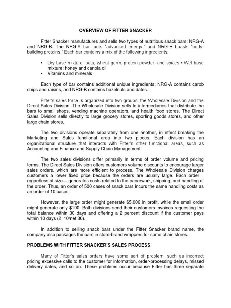 Fitter Snacker Sales Process Overview | PDF | Sales | Warehouse