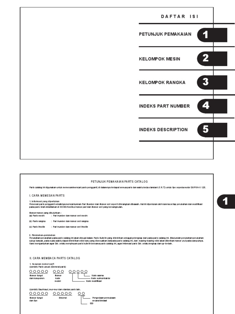 Katalog Suku Cadang Honda Supra X 125 PGM FI PDF | PDF