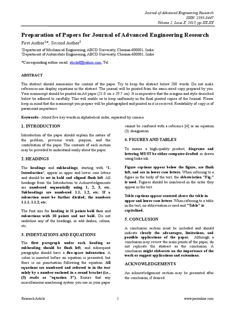 Preparation of Papers For Journal of Advanced Engineering Research ...