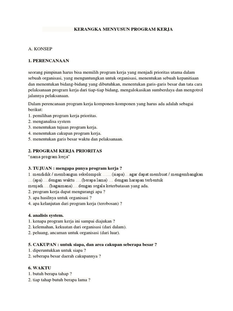 Kerangka Menyusun Program Kerja | PDF