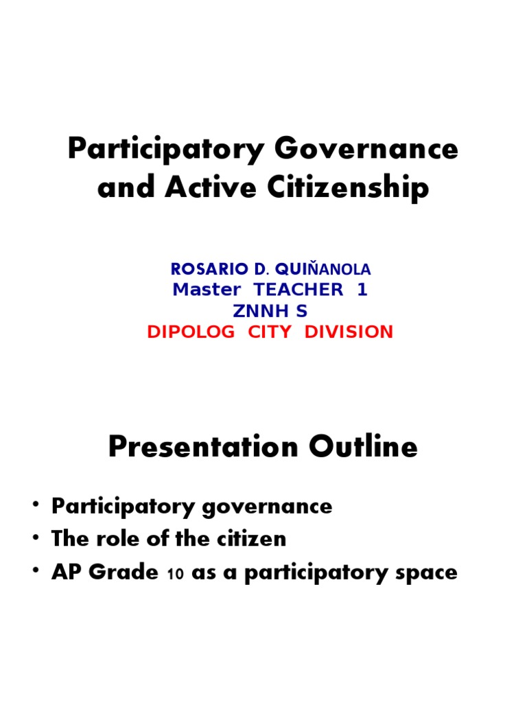 3. Participatory Governance and Active Citizenship | Governance ...